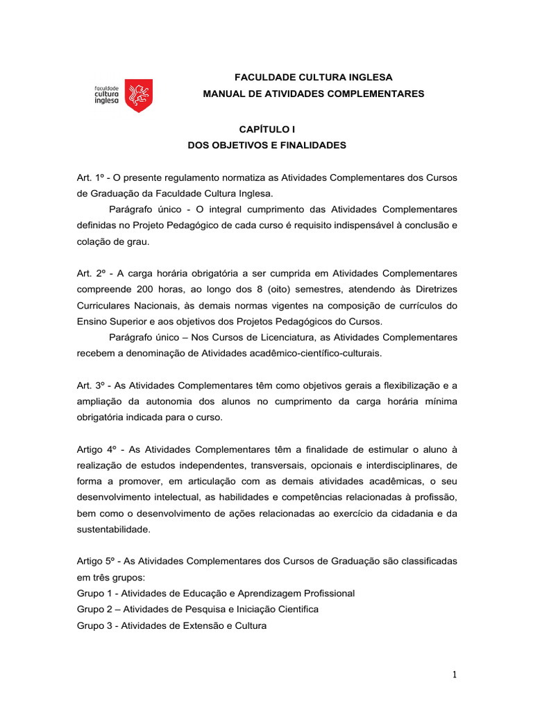 Manual Das Atividades Complementares 2022 Pdf Pedagogia