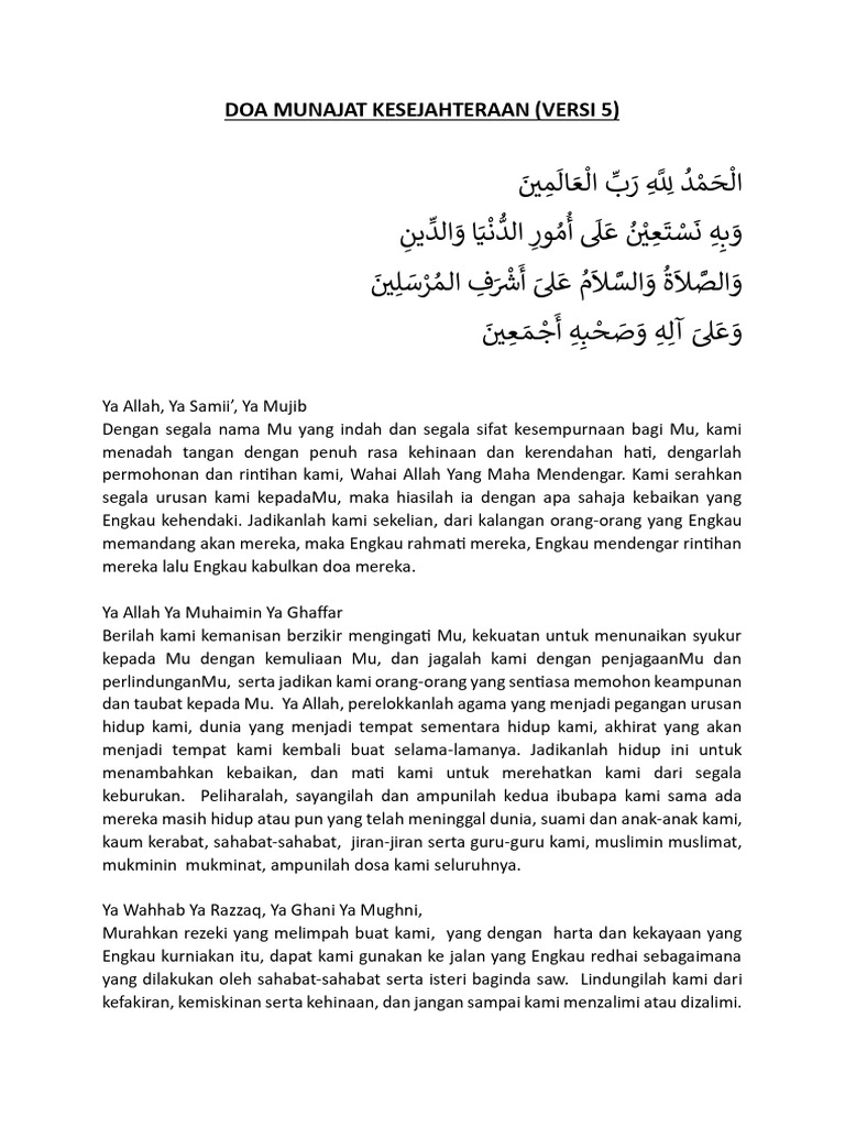 Doa Munajat Kesejahteraan dan Harapan | PDF