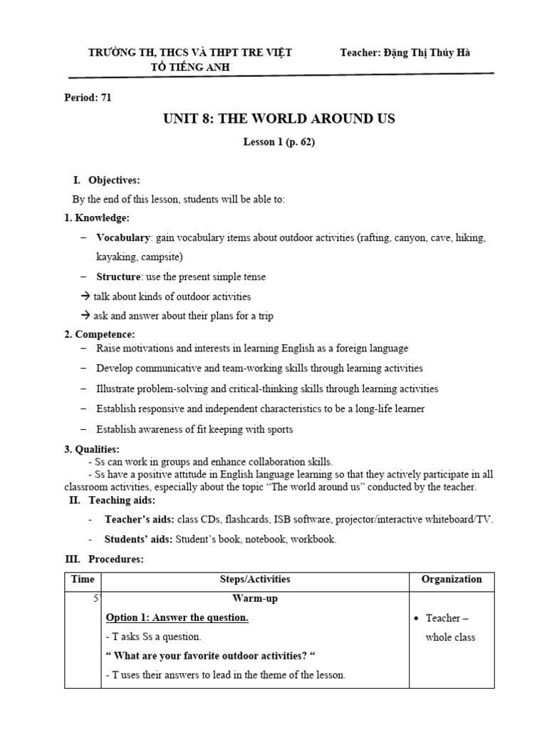 Grade 6 - Unit 8 - The World Around Us - SB | PDF | Teachers | Stress ...