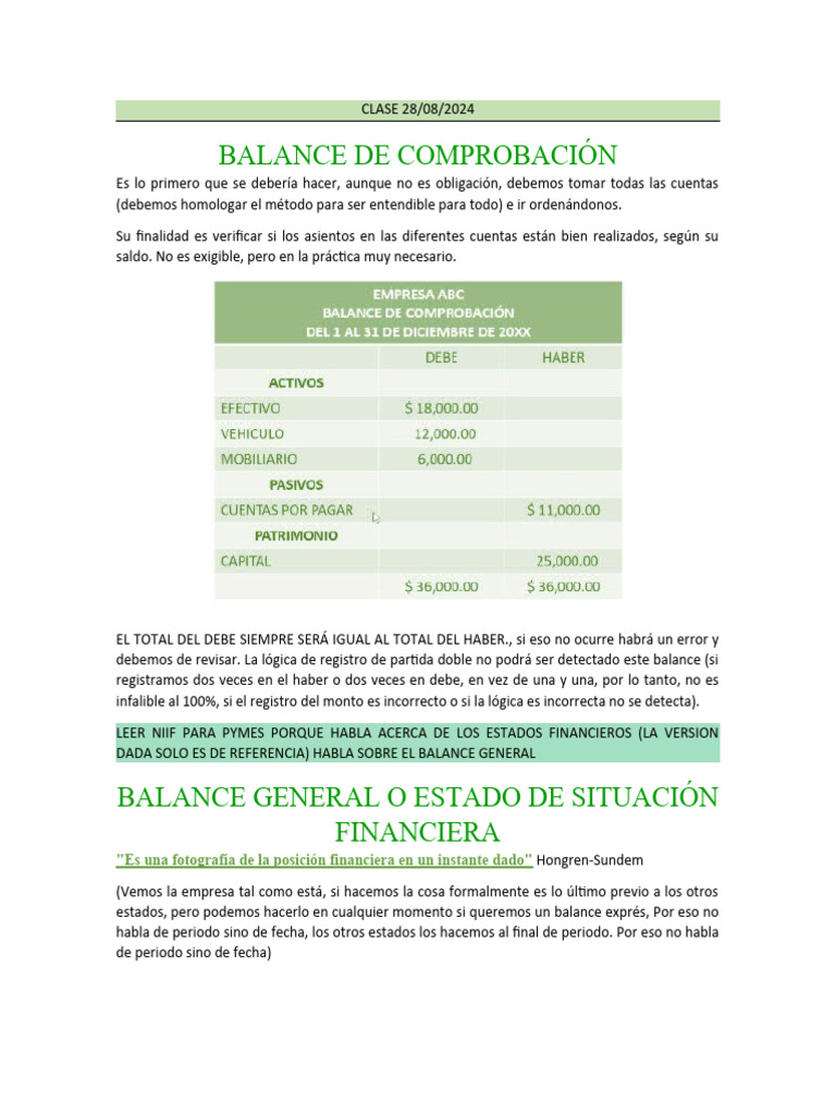Balance de Comprobación: "Es Una Fotografía de La Posición Financiera en Un Instante Dado ...