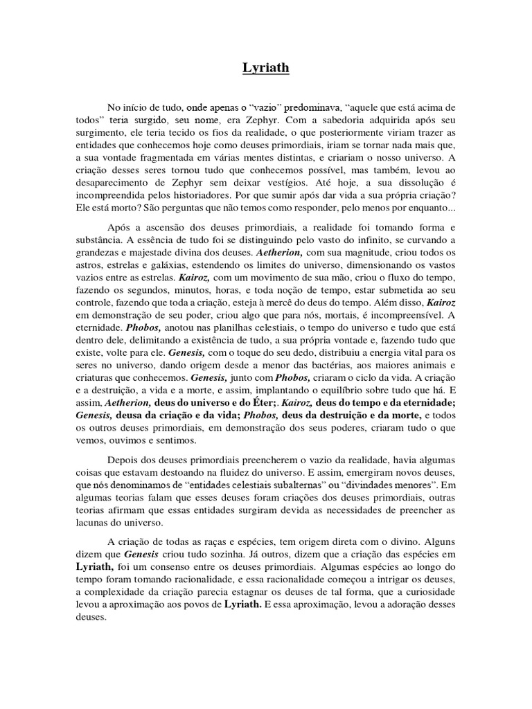 A Historia de Lyrith | PDF | Mitologia grega | Deus