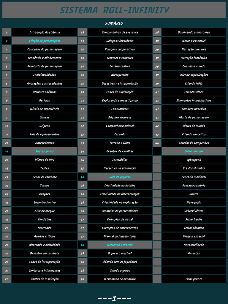 Sistema Roll-Infinity 4.4 | PDF | Jogos de RPG | Narrativa