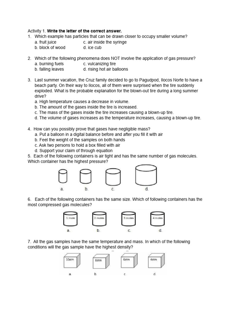 Gas Laws and Properties Quiz | PDF | Gases | Temperature