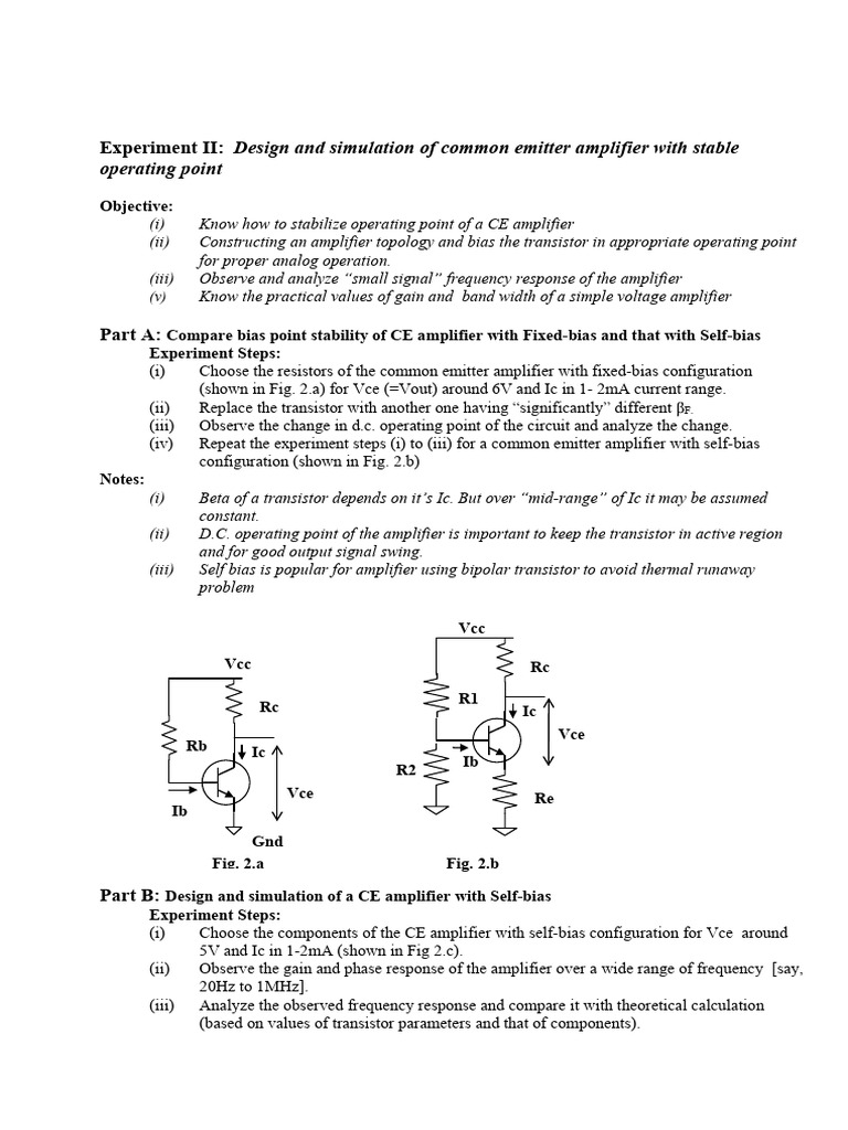 CE Amplifier Design: Biasing & Response | PDF | Amplifier | Computer ...