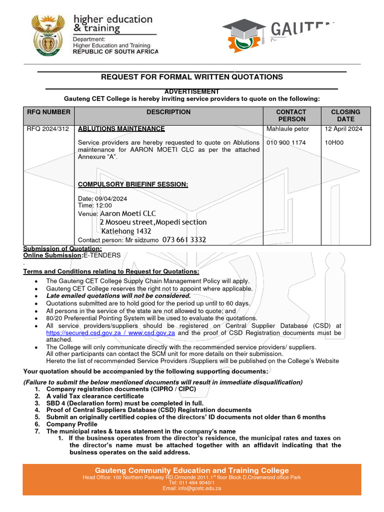 Aaron Moeti Rfq2024312 Ablutions | PDF | Affidavit