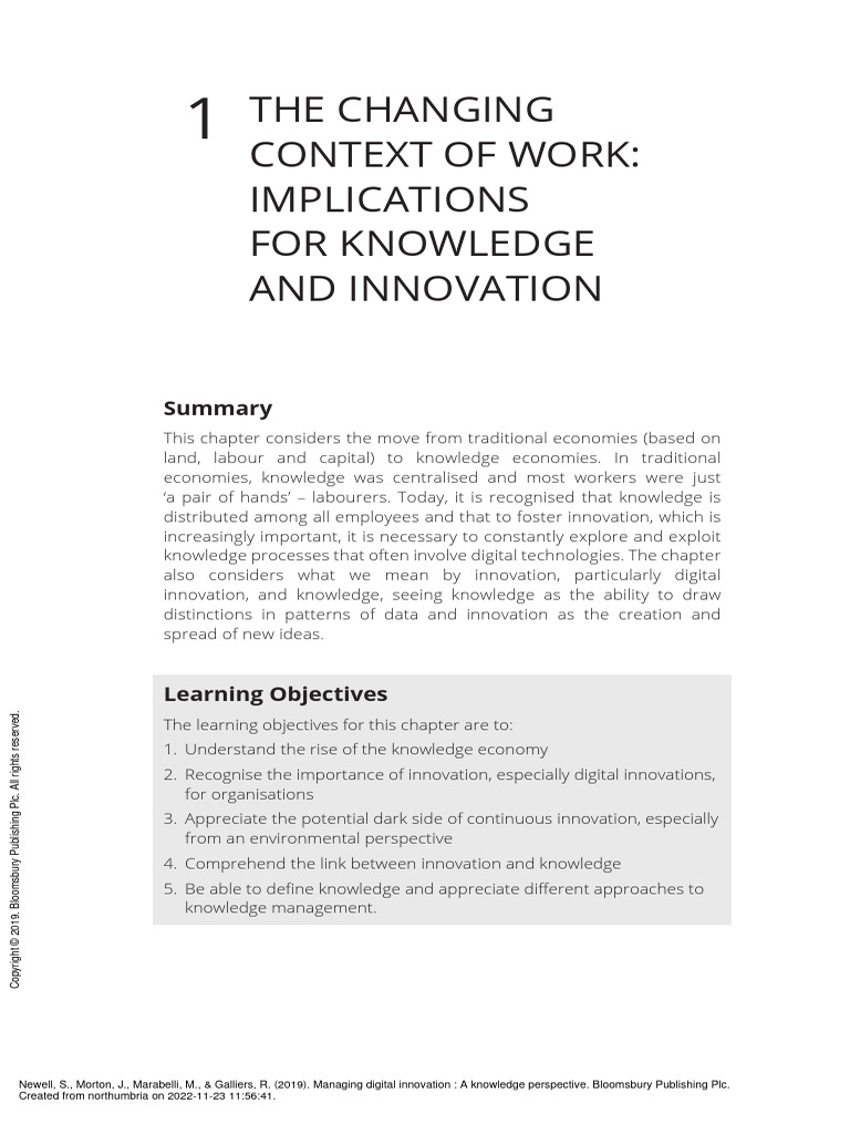 Managing Digital Innovation a Knowledge Perspectiv... ---- (1 the Changing Context of Work ...
