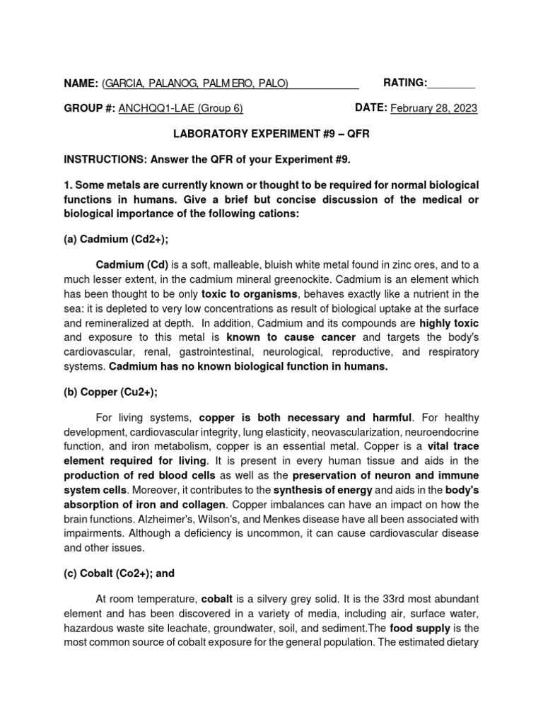 Experiment LAC QFR 9 | PDF | Nickel | Cadmium