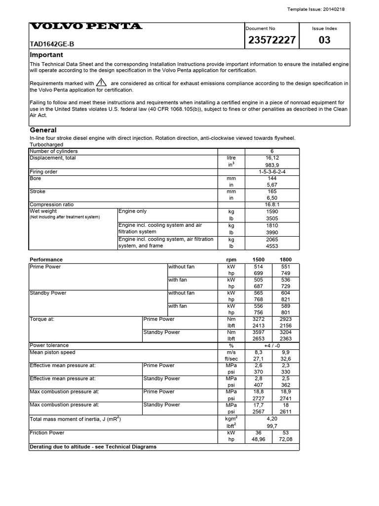 TAD1642GE-B Technical Data 23572227.3 | PDF | Diesel Engine | Radiator