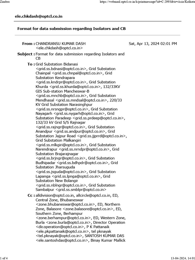 Communication - Data of Defective ISO - Breaker | PDF | Electrical ...