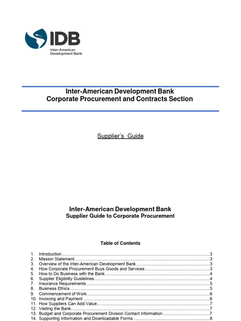 Supplier Guide for IDB Procurement | PDF | Procurement | Invoice
