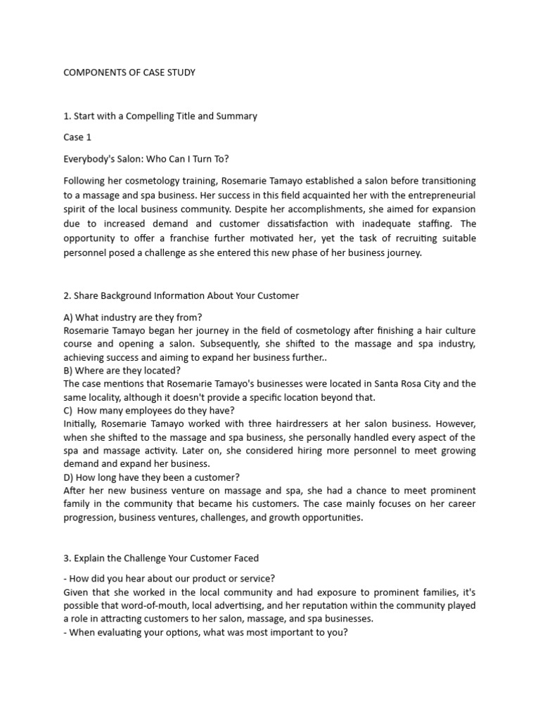 Components of Case Study | PDF | Decision Making | Customer