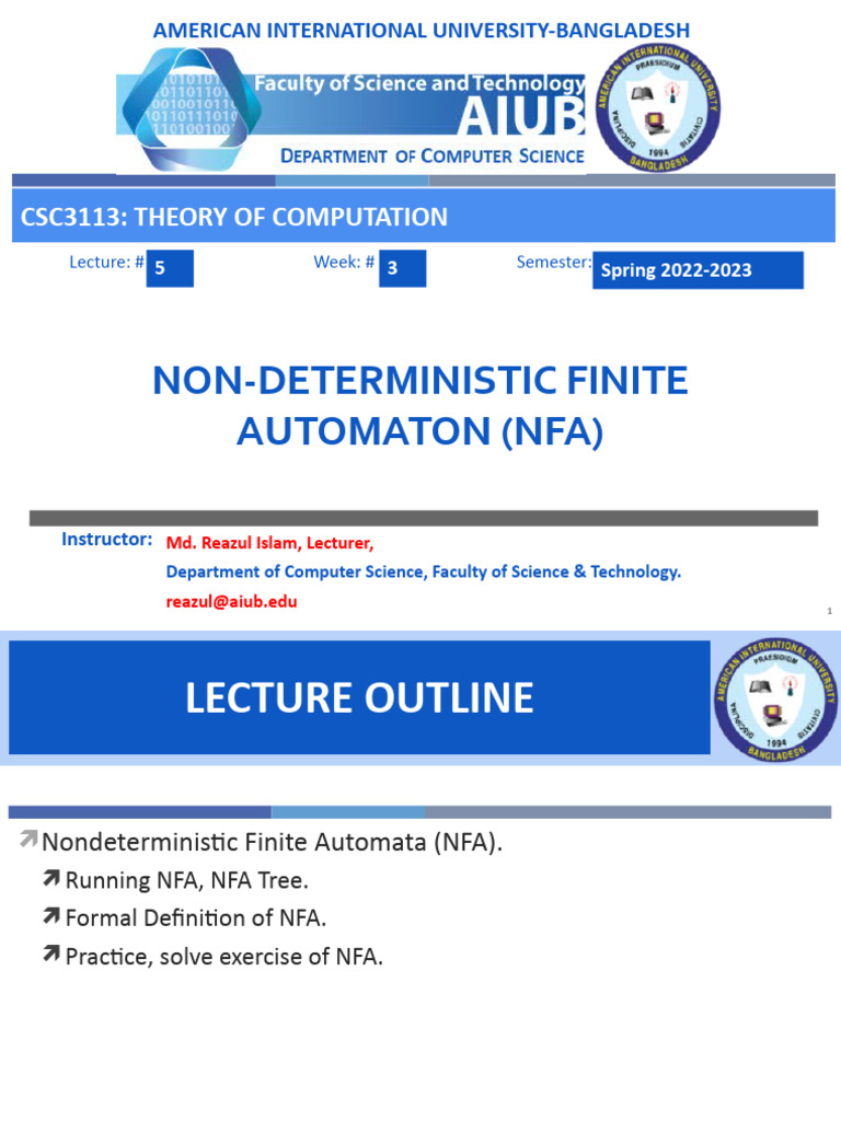 Toc L#05 | PDF | Theory Of Computation | Theoretical Computer Science