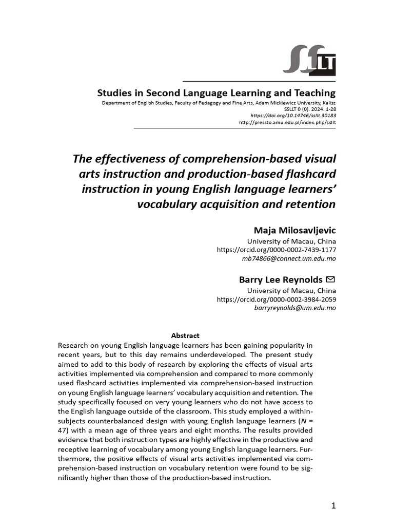 Reynolds | PDF | Second Language Acquisition | English As A Second Or Foreign Language