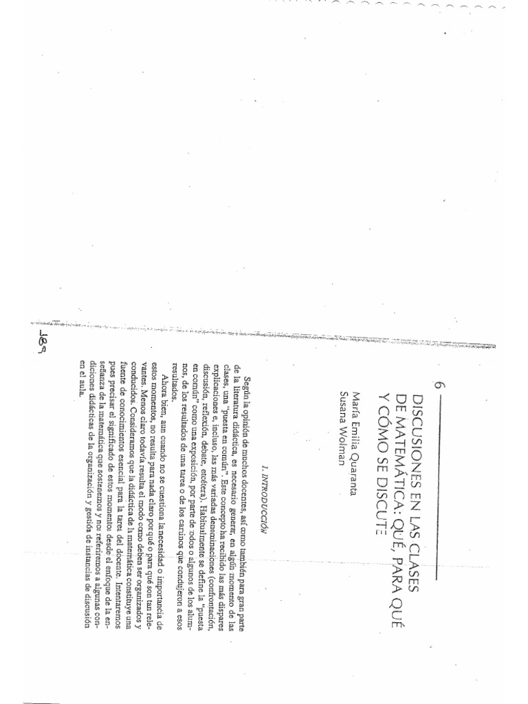 Discusiones en La Clase de Matemática Qué para Qué Quaranta Wolman | PDF