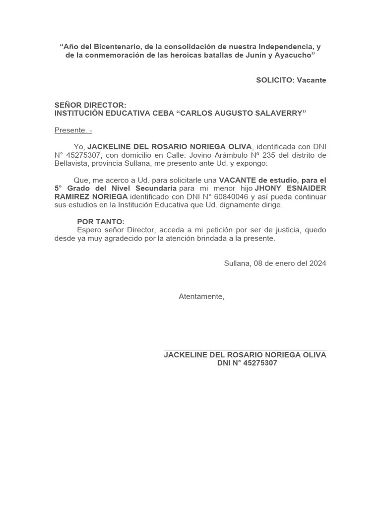 Solicito Vacante | PDF