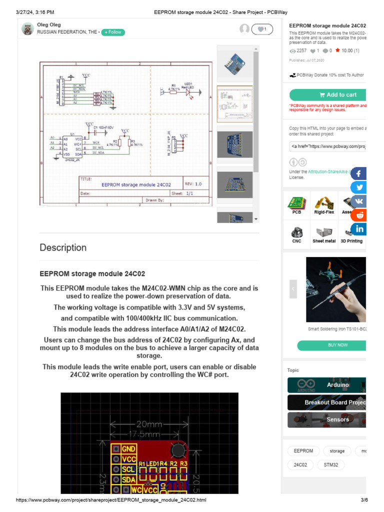 Description: EEPROM Storage Module 24C02 | PDF | Computing | Computer Data