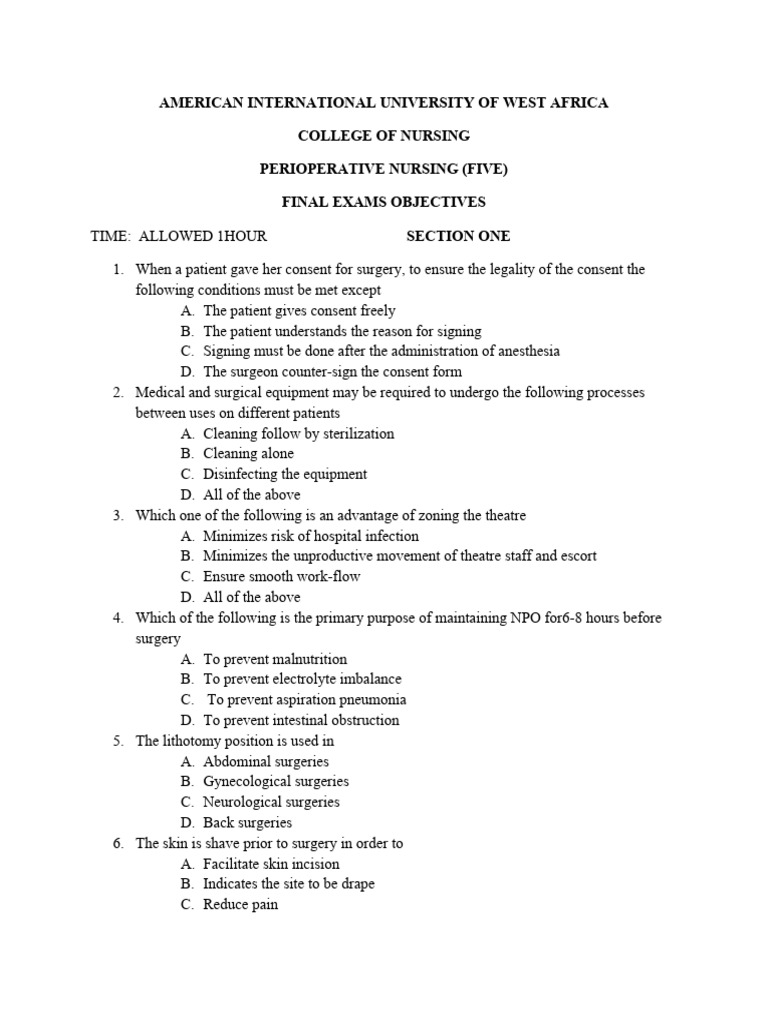 Peri Op FINAL OBJECTIVES May 2021 | PDF | Surgery | Surgical Suture