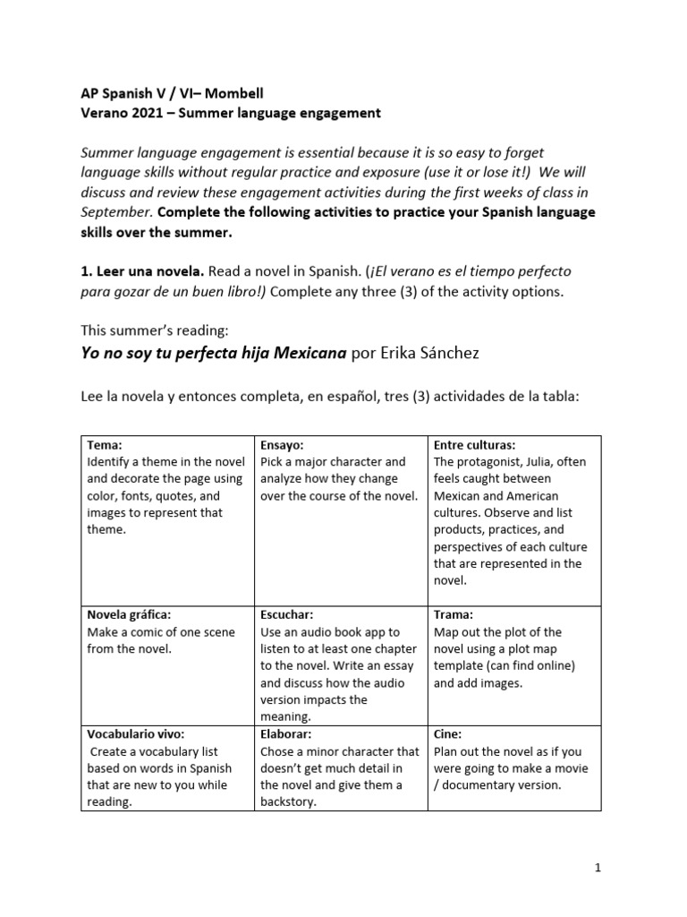 Ap Span Summer Engagement 2021 | PDF