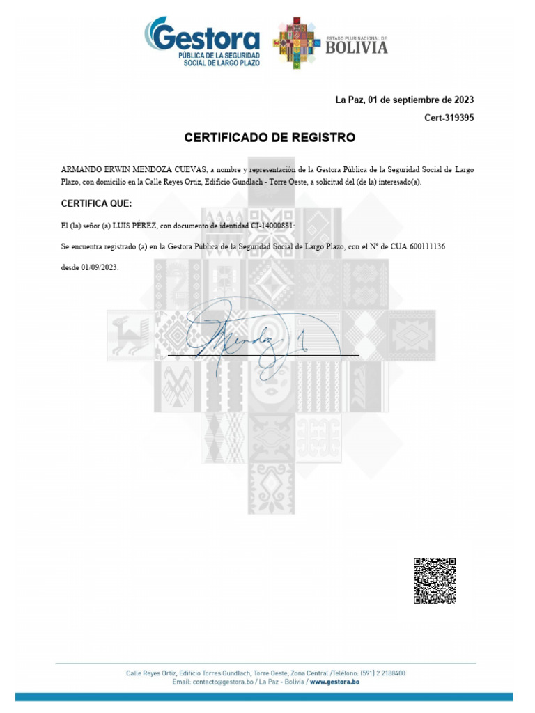 Certificado Gestora | PDF