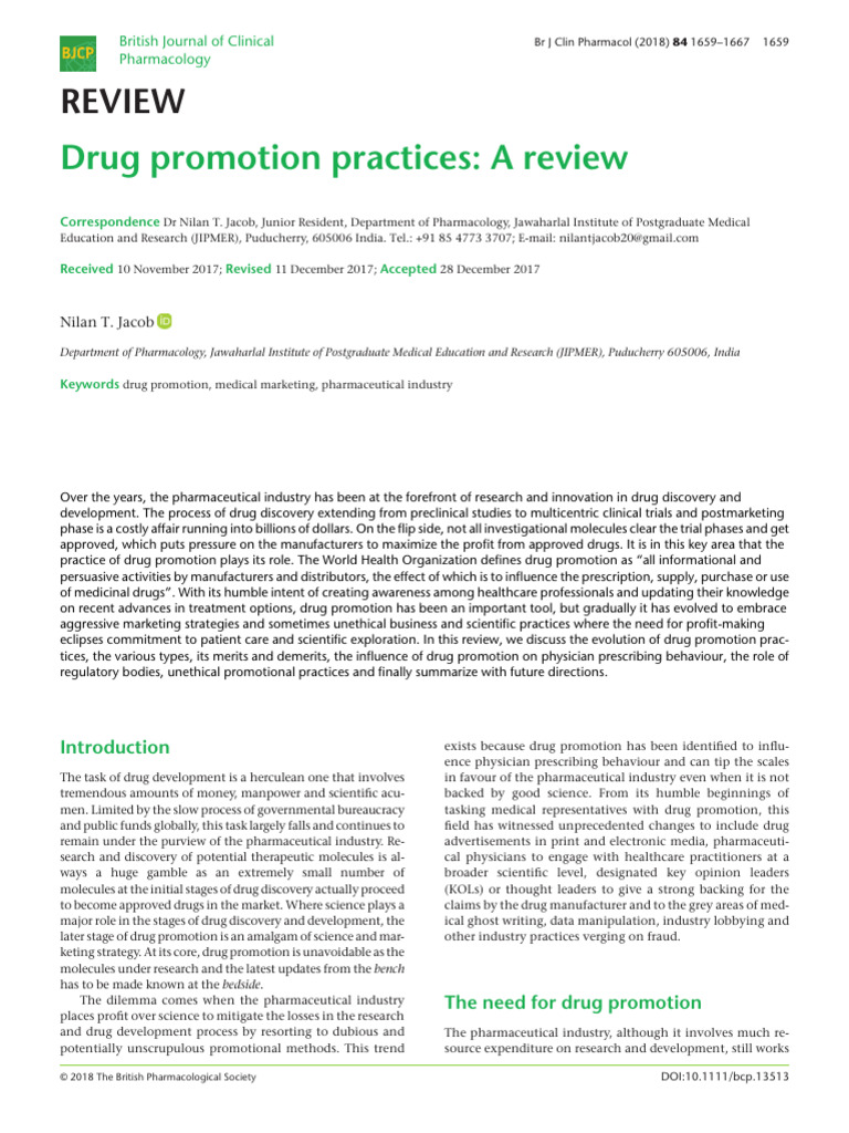 Drug Promotion Practices Overview | PDF | Pharmaceutical Industry ...