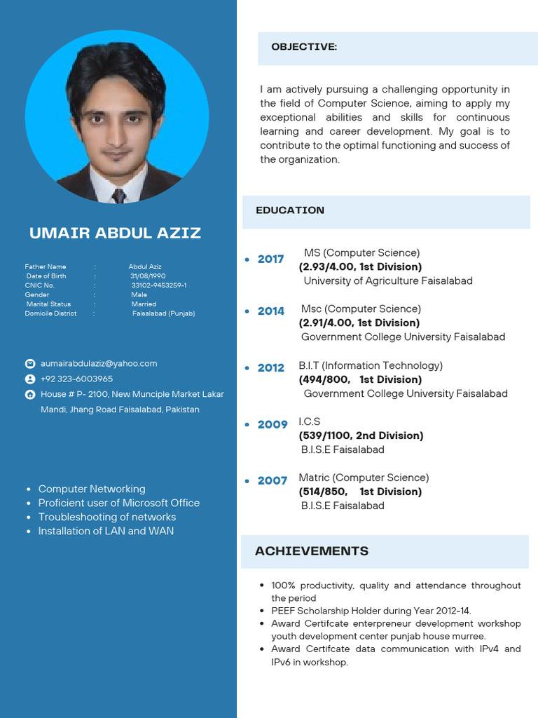 Umair CV | PDF | Information And Communications Technology | Computing