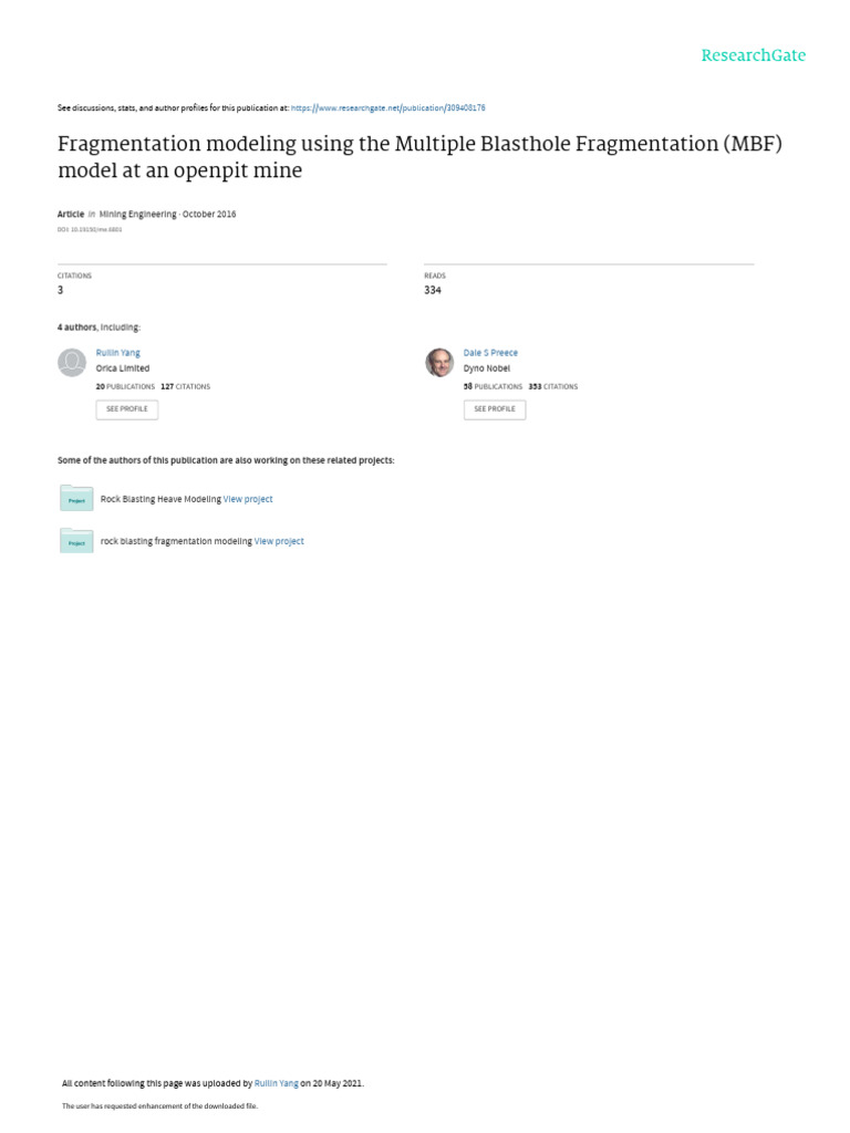 MBF Model for Open-Pit Fragmentation | PDF | Fracture