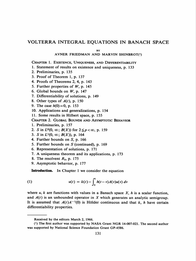 Volterra Integral Equations in Banach Space | PDF | Operator (Mathematics) | Integral Equation