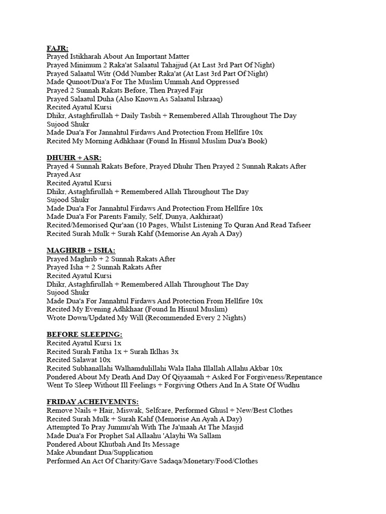 Islamic Checklist | PDF | Sharia | Monotheism