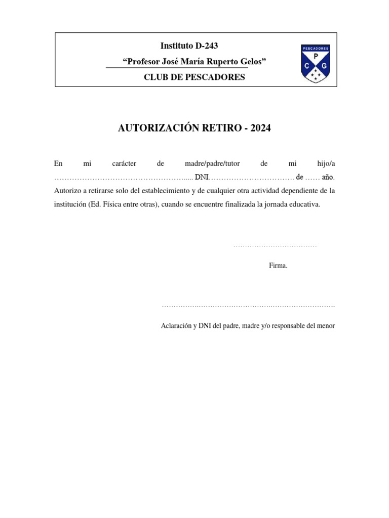 Autorización de retiro 2023 | PDF