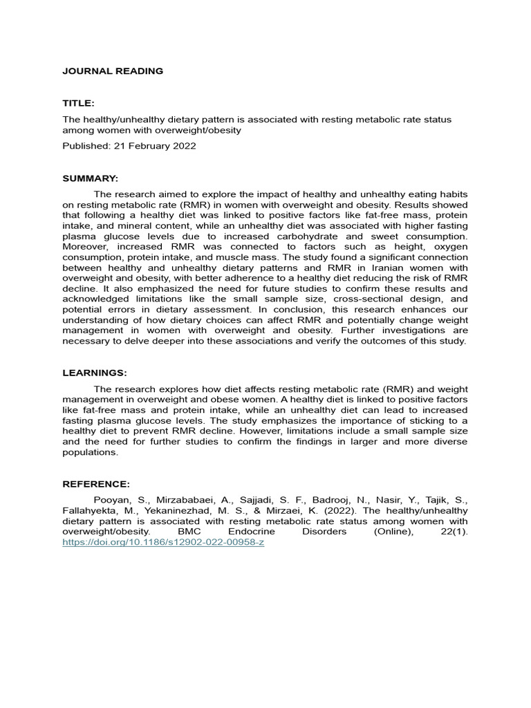 MW1 Journal Reading | PDF