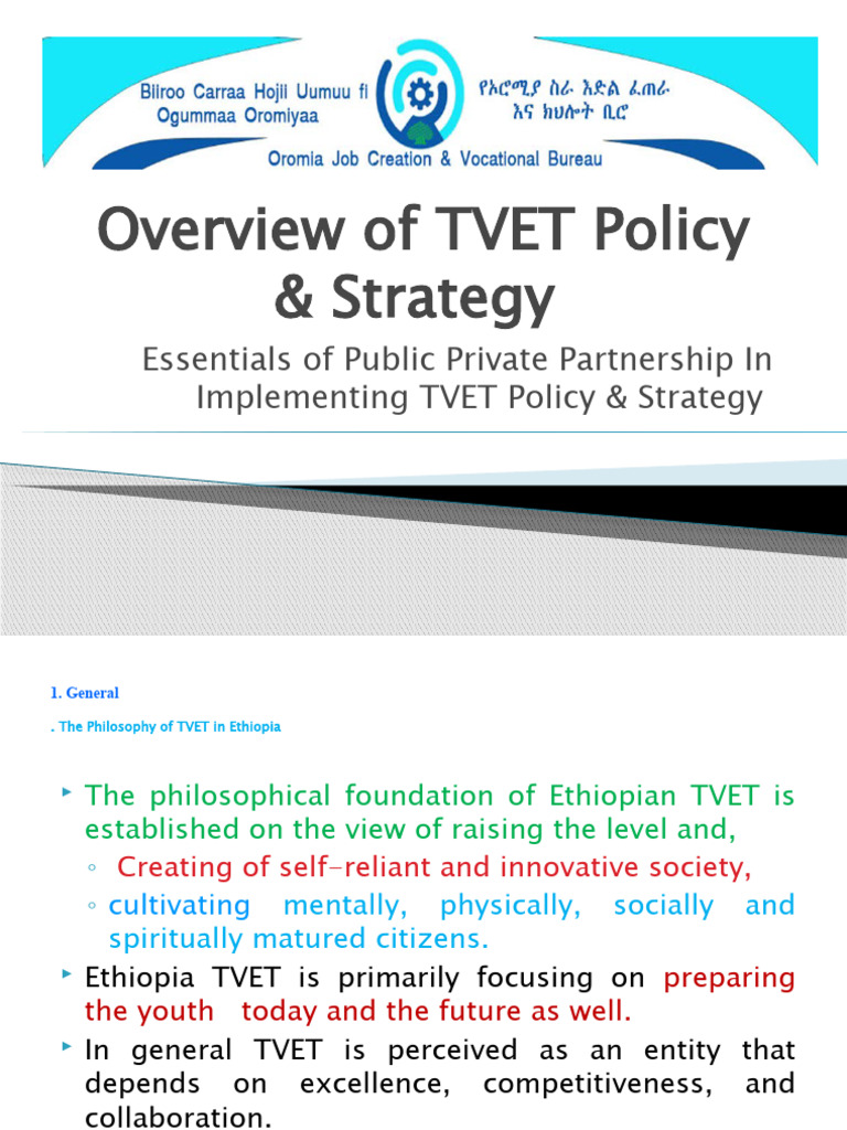 TVET Policy & Strategy | PDF | Curriculum | Entrepreneurship