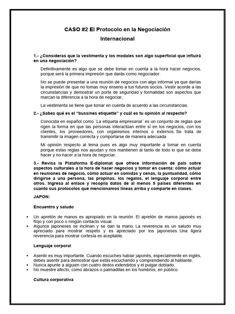 PRAC 11 El Protocolo en La Negociación | PDF | Comunicación humana