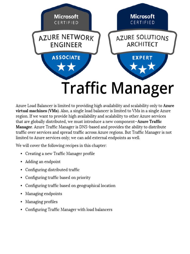 Traffic Manager in Azure 1700539783 | PDF | Load Balancing (Computing ...