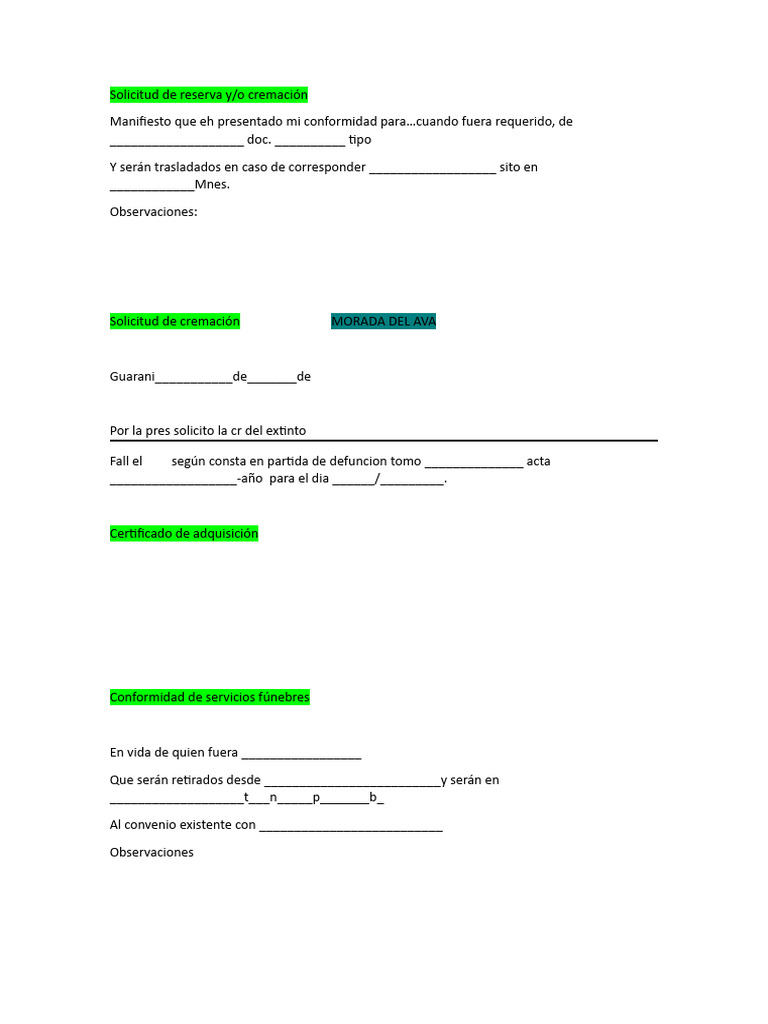 Informacion para Rellenar Los Formularios | PDF