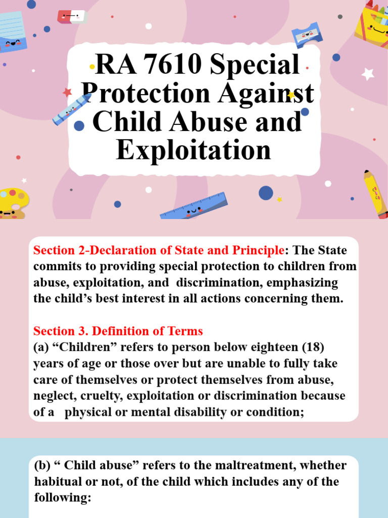 RA-7610-SPECIAL-PROTECTION-AGAINST-CHILD-ABUSE-AND-EXPLOITATTION | PDF ...