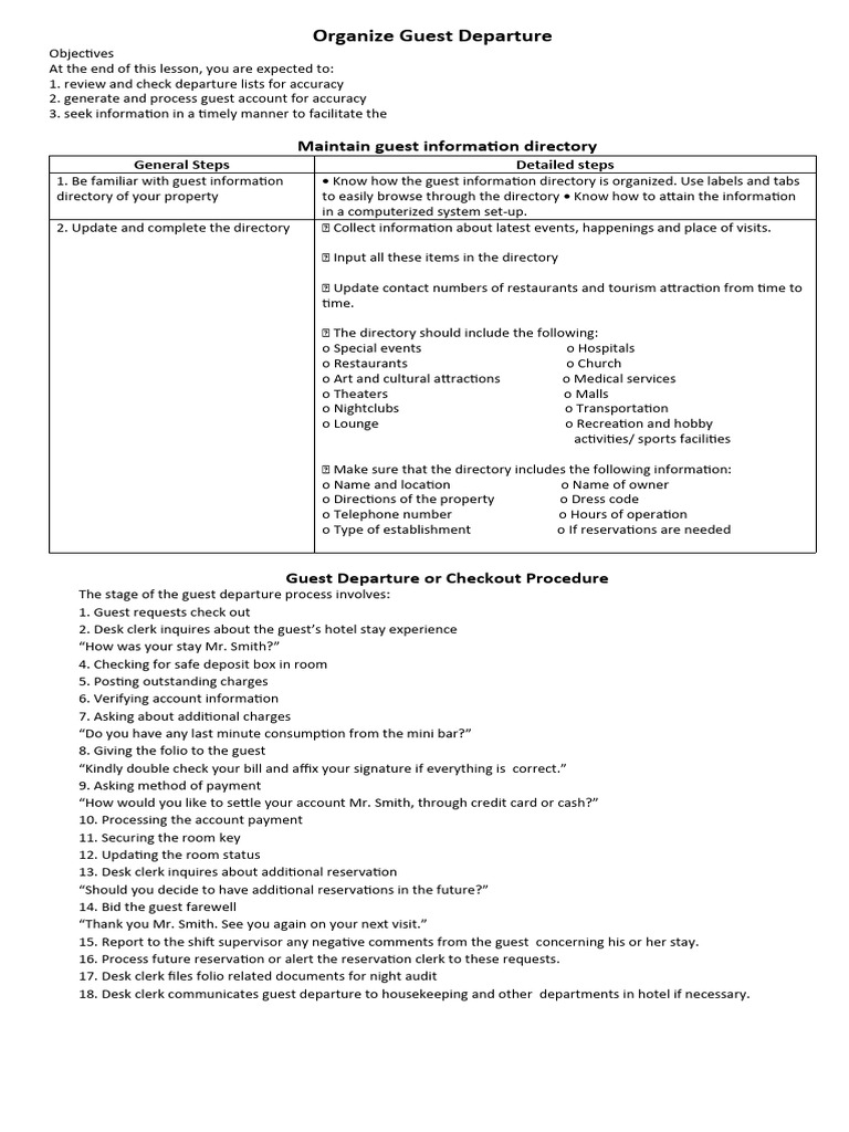 FRONT OFFICE SERVICES MODULE 1 QUARTER 3 2023-2024 Organize Guest ...