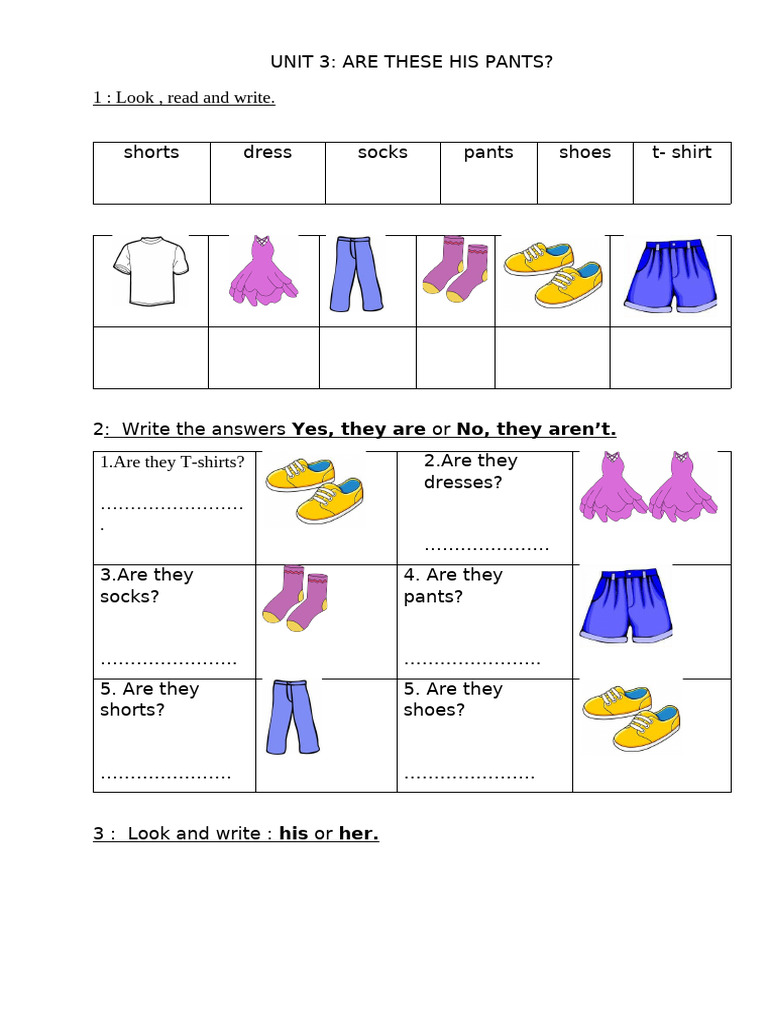 Bài tập bổ trợ family and friends 2 national edition unit 3 - | PDF | Dress Codes | Human Appearance