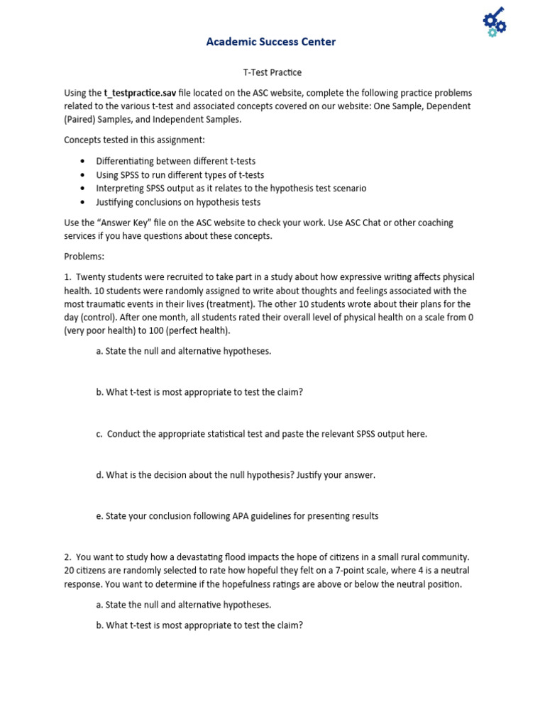 T_test_Practice_Problems | PDF | Student's T Test | Null Hypothesis