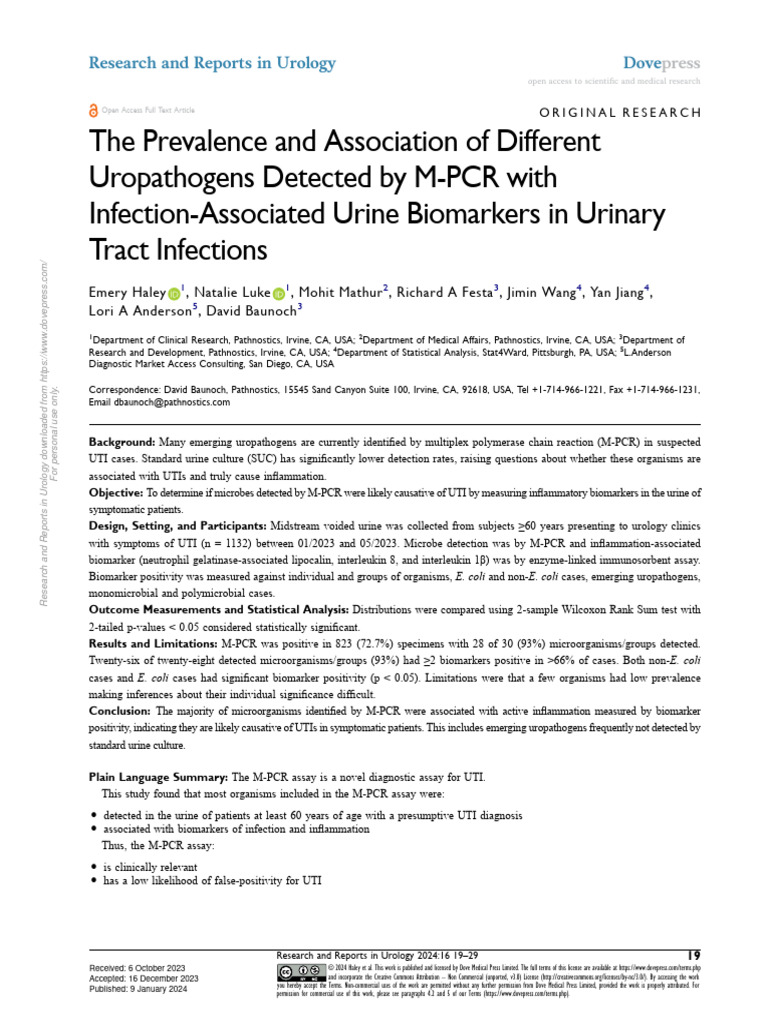 The Prevalence and Association of Different Uropathogens Det | PDF | Urinary Tract Infection ...