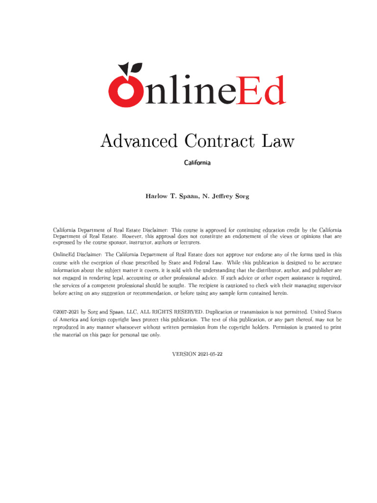 RE CA CE Advanced - Contract - Law | PDF | Offer And Acceptance ...