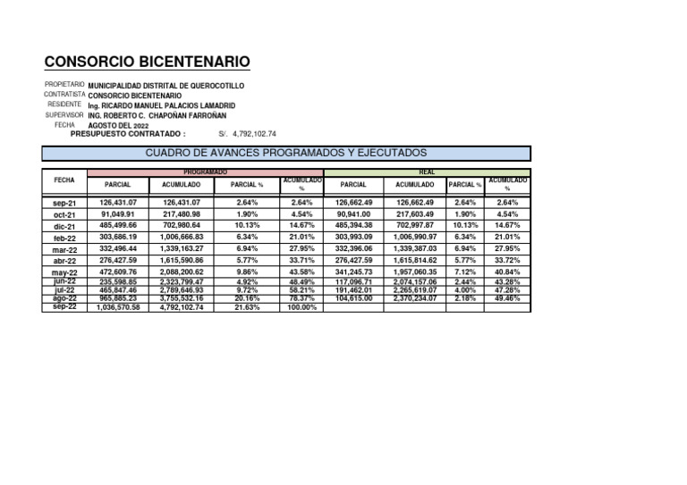Programado VS Ejecutado | PDF