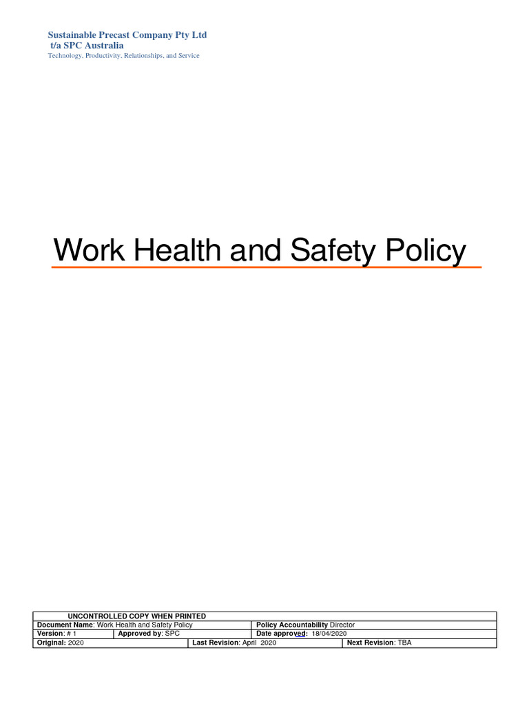 WHS Policy | PDF | Occupational Safety And Health | Safety
