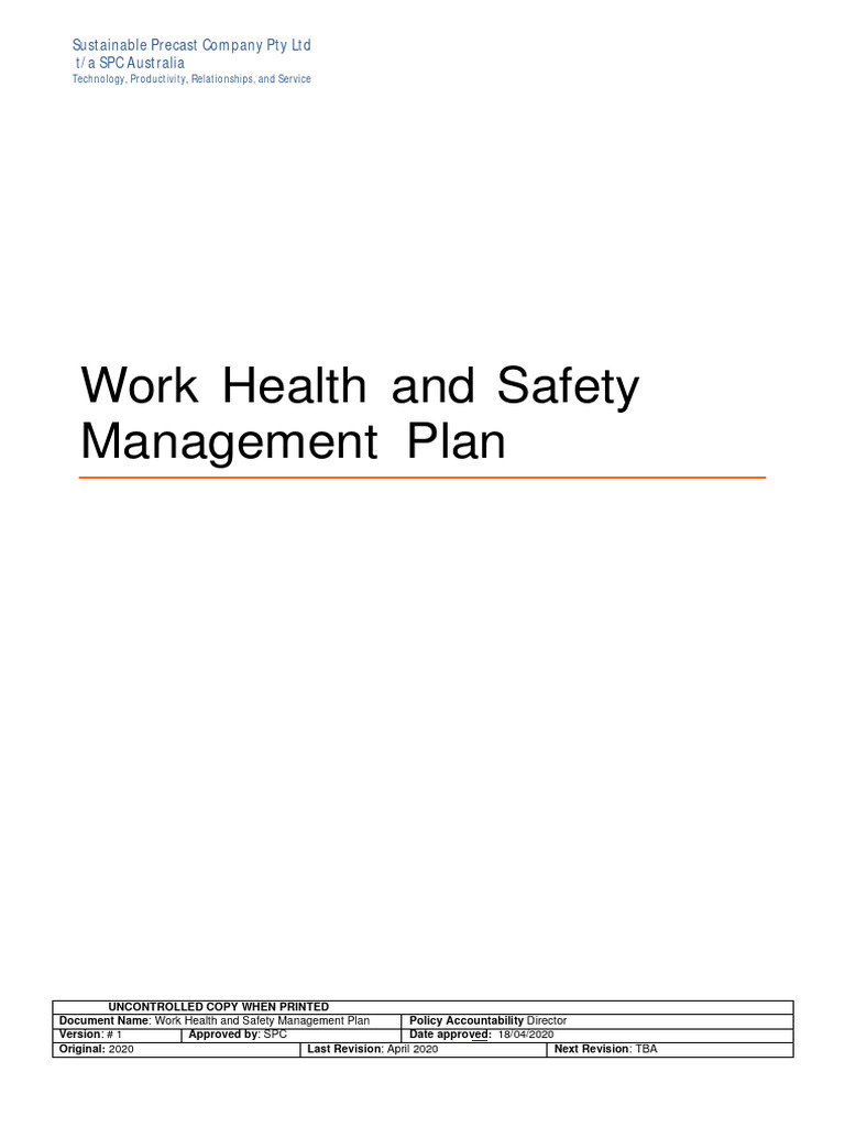 WHS Management Plan for Construction | PDF | Occupational Safety And ...