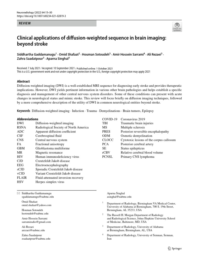 Diffusion Sequence Beyond Stroke | PDF | Brain Tumor | Cerebral Cortex