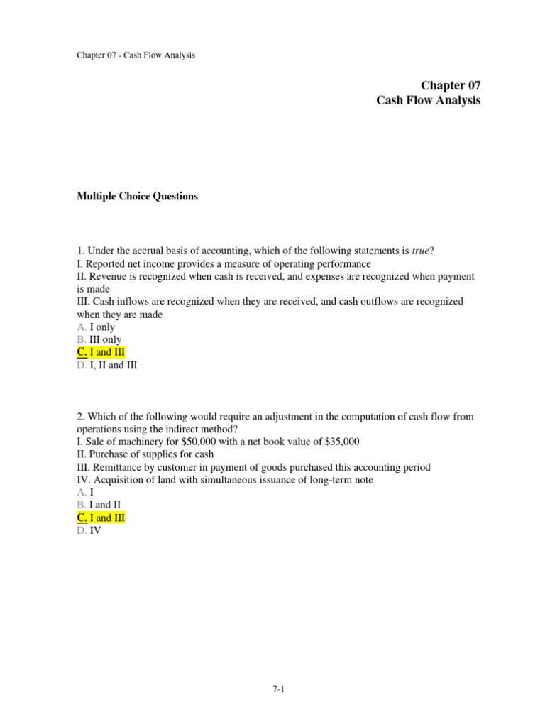Chap 007 Cash Flow Analysis | Download Free PDF | Cash Flow Statement | Expense