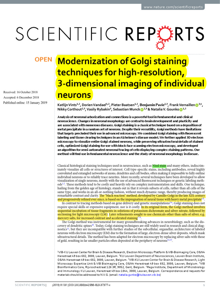 Modernization of Golgi Staining Protocol | PDF | Staining | Microscope
