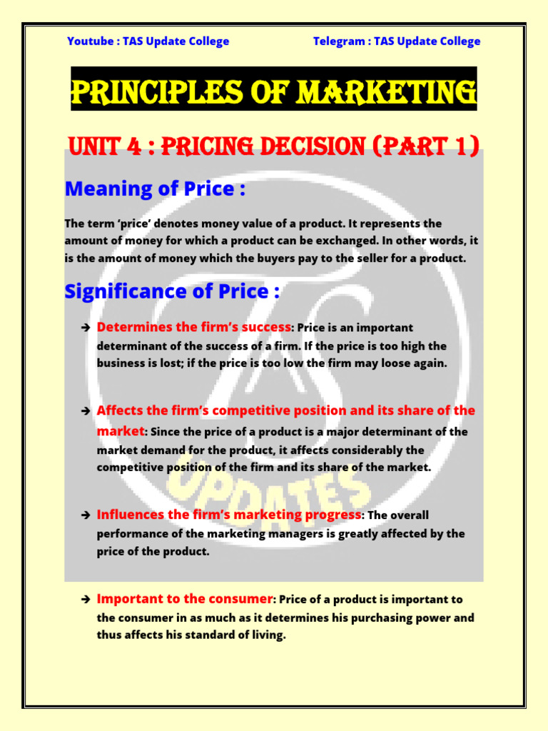 Principles of Marketing Unit 4 Pricing Decision Semester 3 2 | PDF ... Principles of Marketing Unit 4 Pricing Decision Semester 3 2 | PDF ...