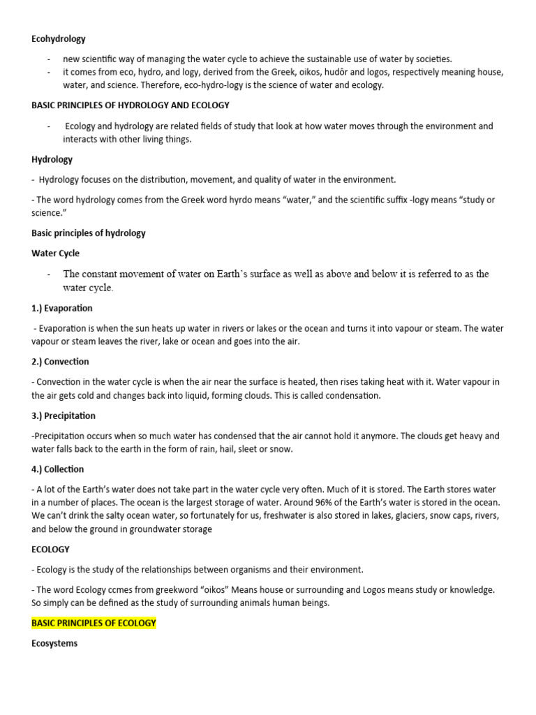 Introduction + Ecohydrology | PDF | Water Cycle | Water