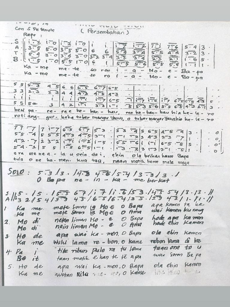Lagu Persembahan Kame Mete Soron | PDF