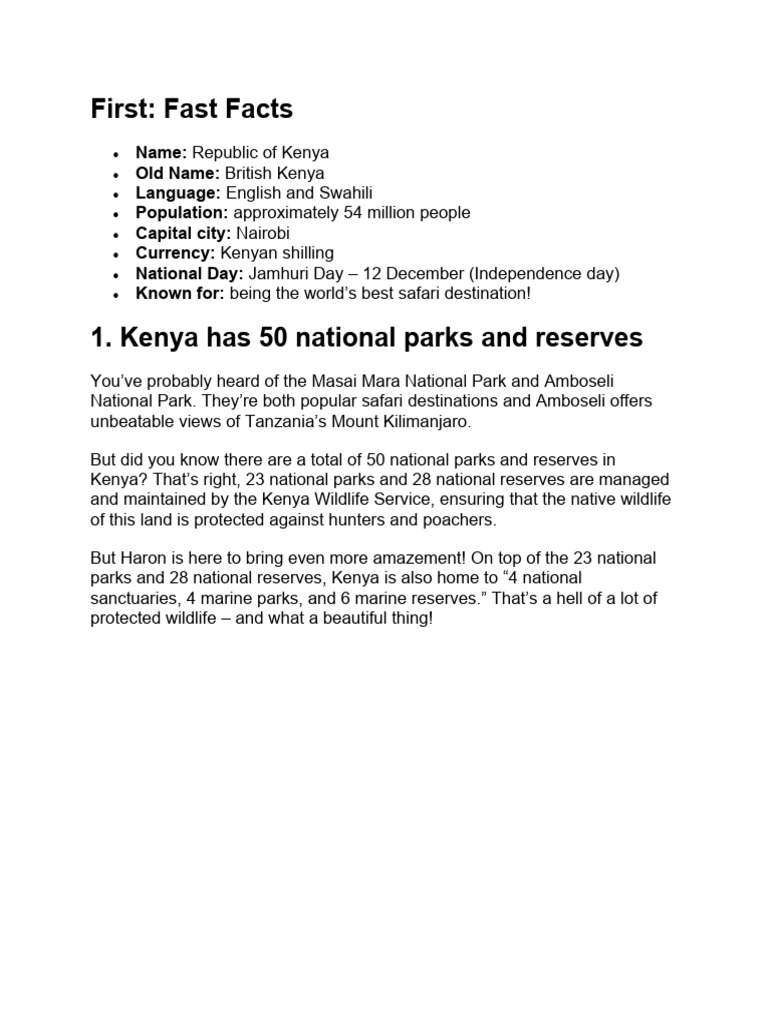 kenya fun facts | PDF | Kenya